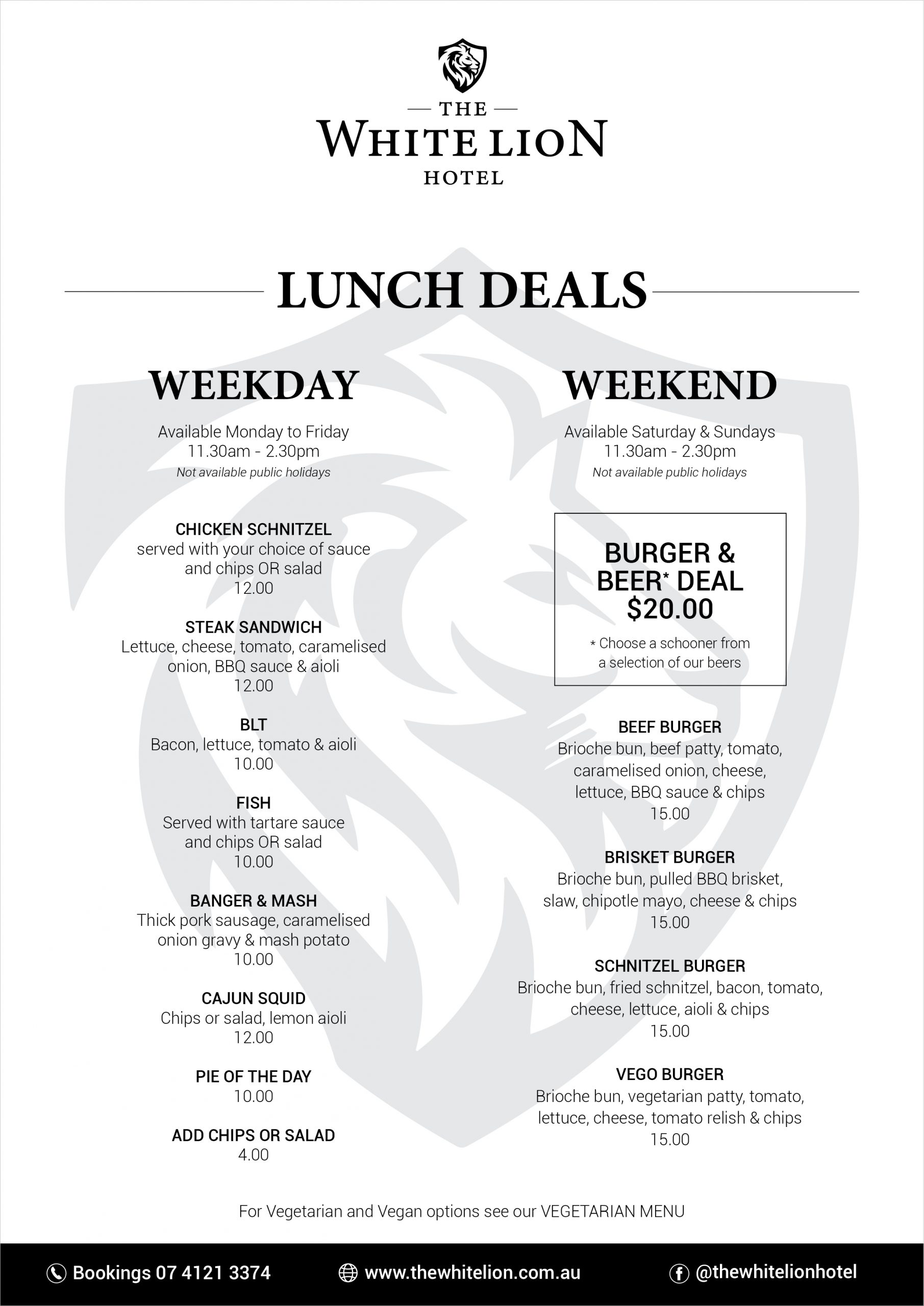 MEALS • THE WHITE LION HOTEL