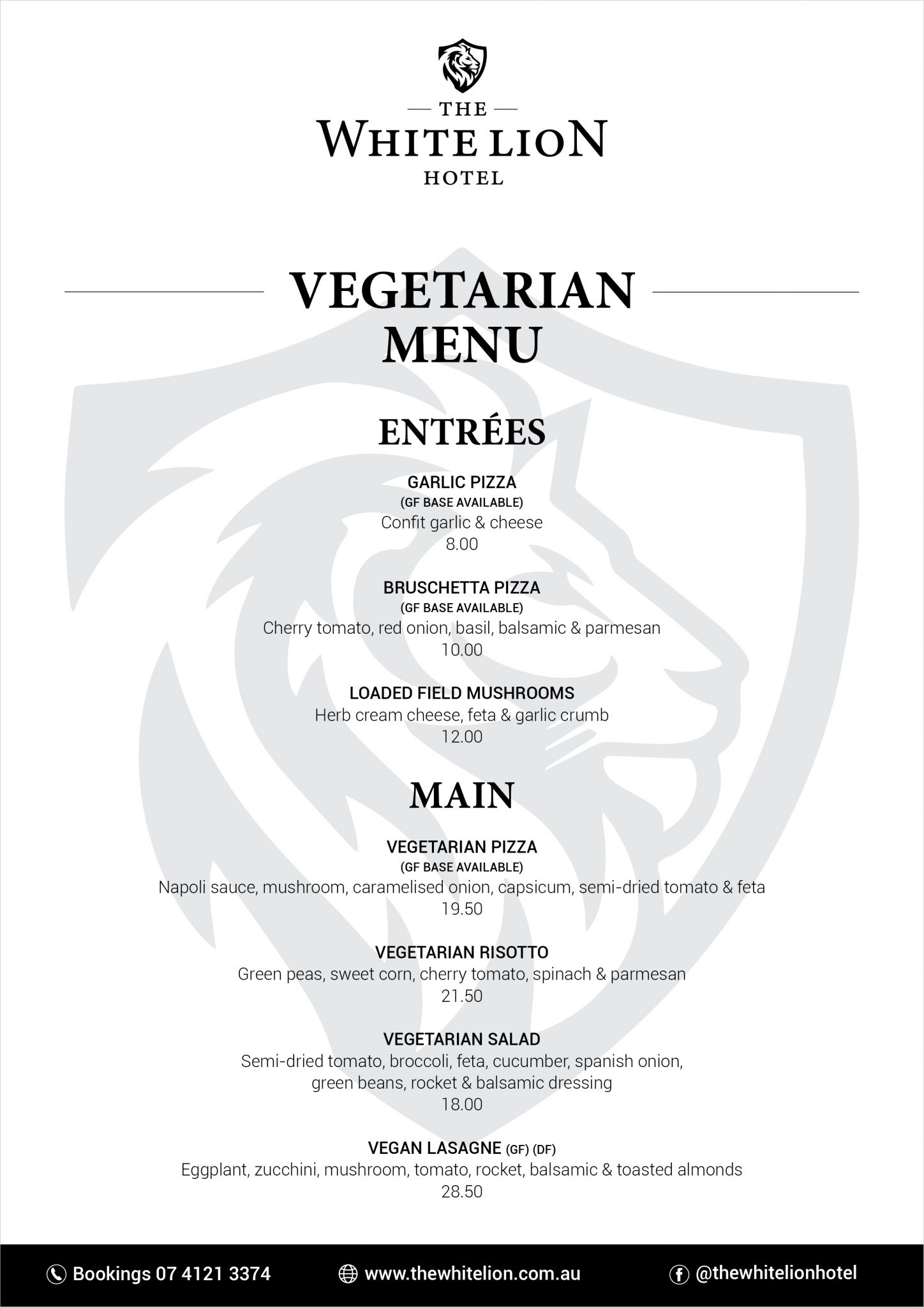 MEALS • THE WHITE LION HOTEL