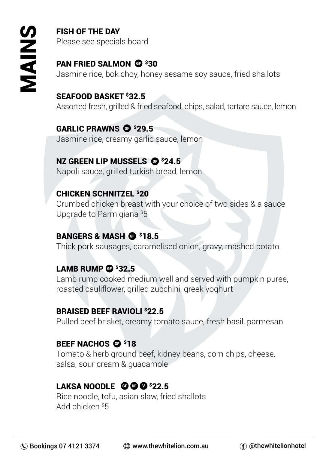 MEALS • THE WHITE LION HOTEL