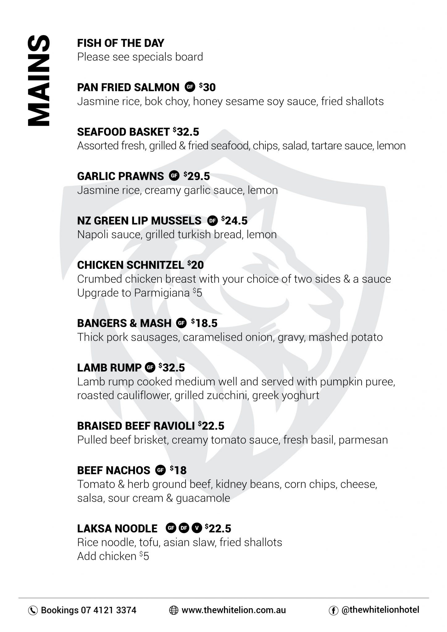 MEALS • THE WHITE LION HOTEL