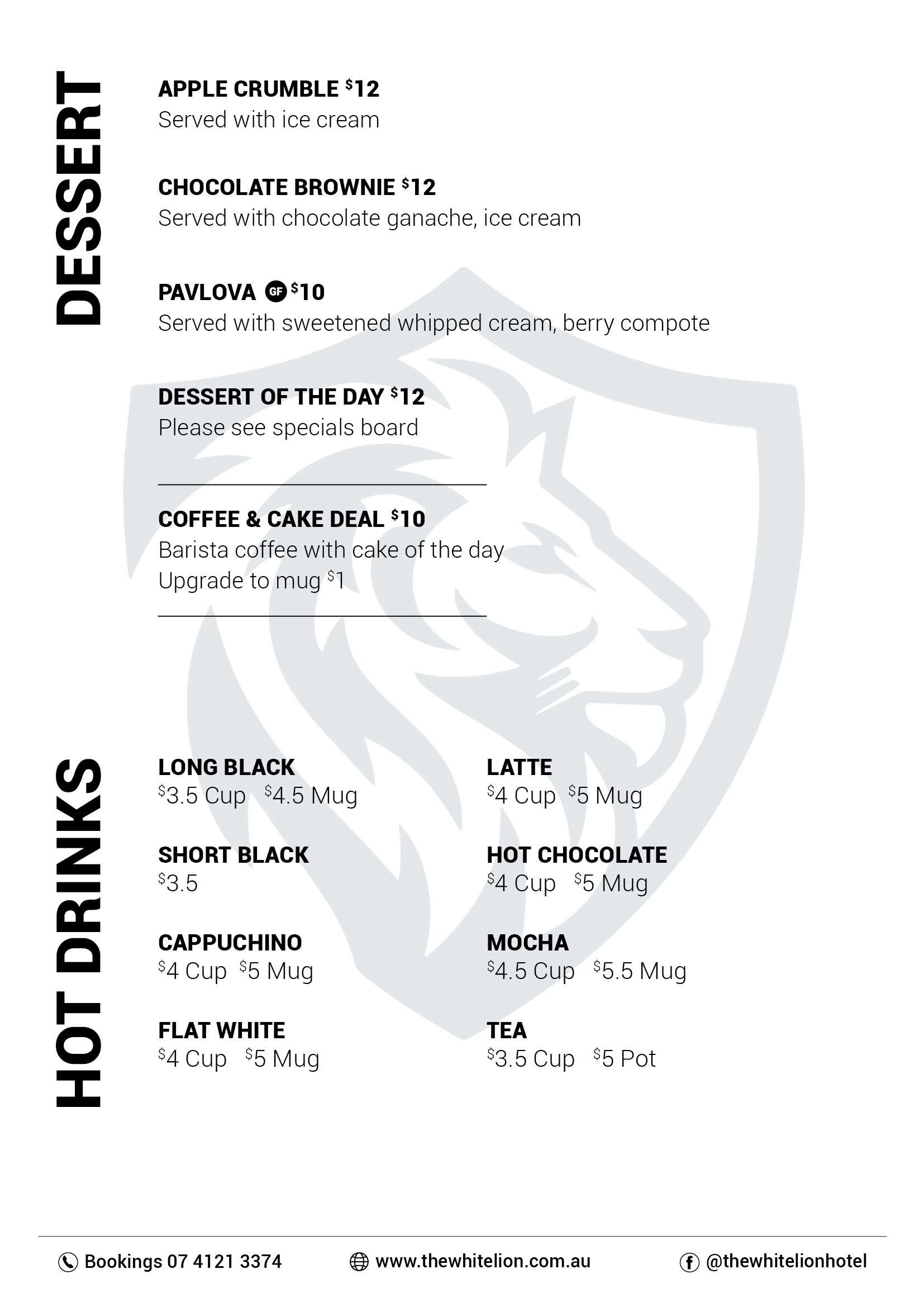 MEALS • THE WHITE LION HOTEL