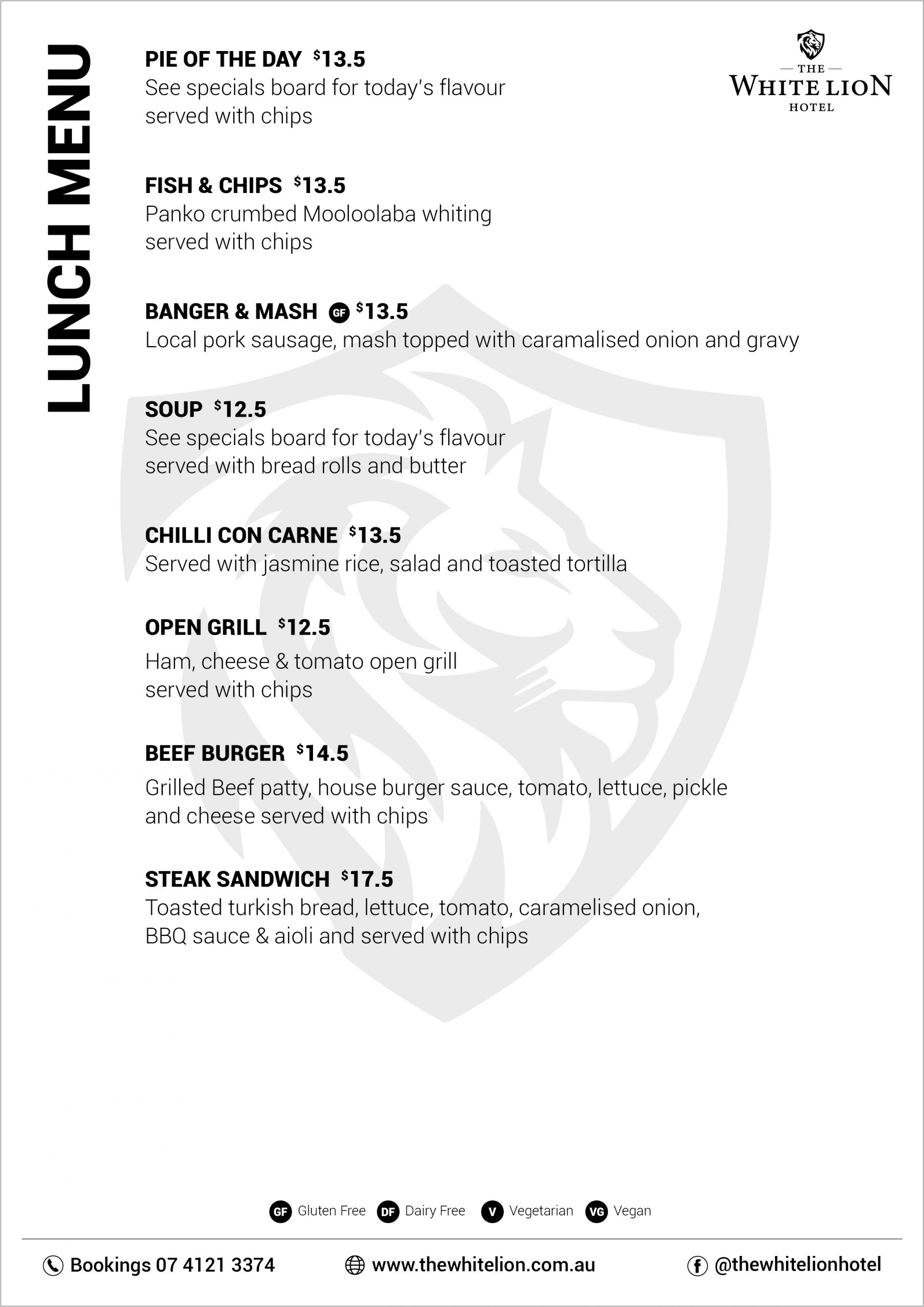 MEALS • THE WHITE LION HOTEL