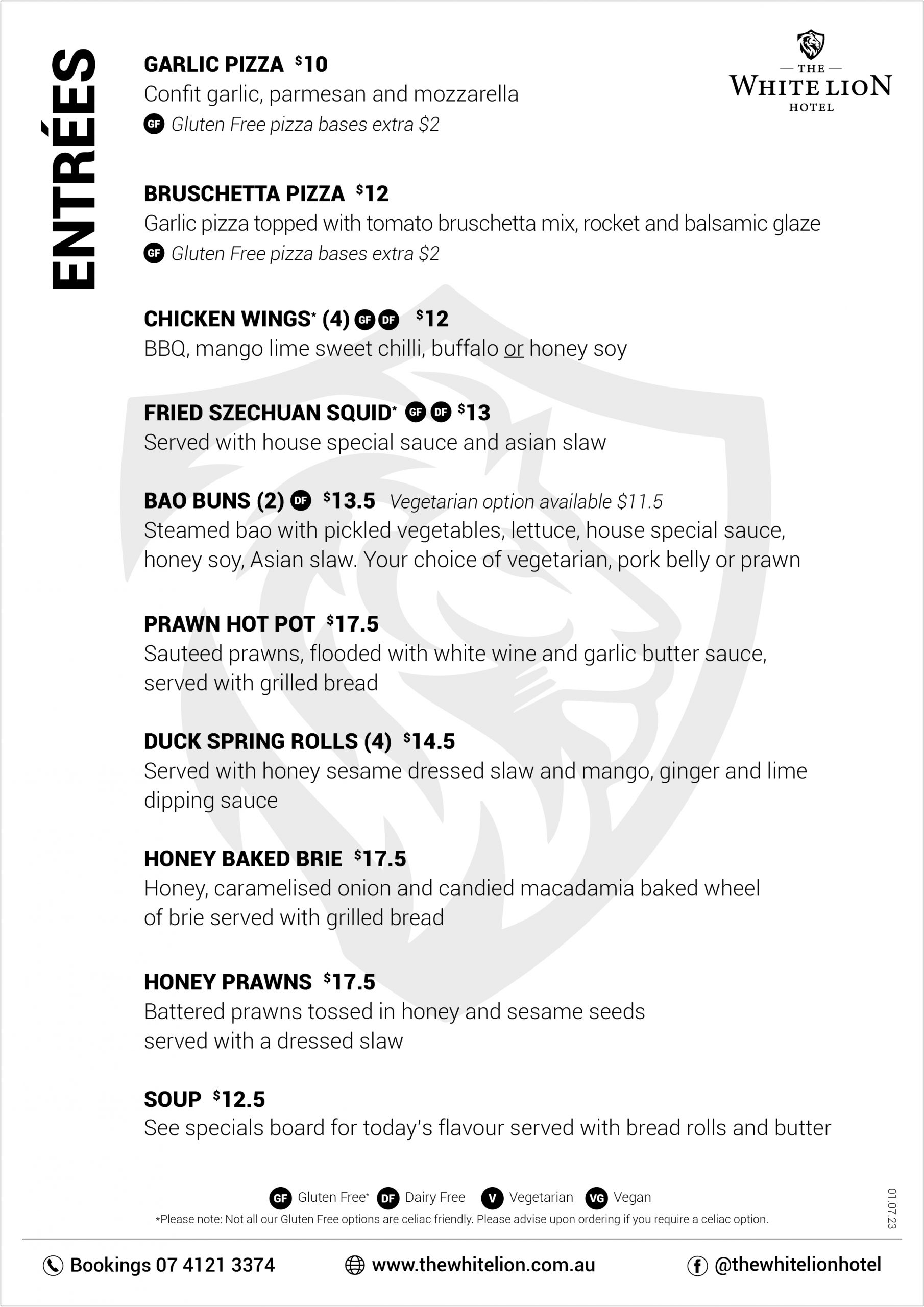 MEALS • THE WHITE LION HOTEL