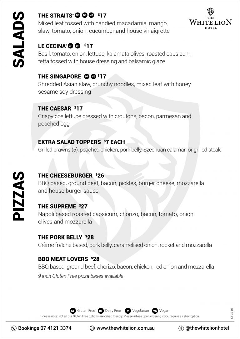 MEALS • THE WHITE LION HOTEL