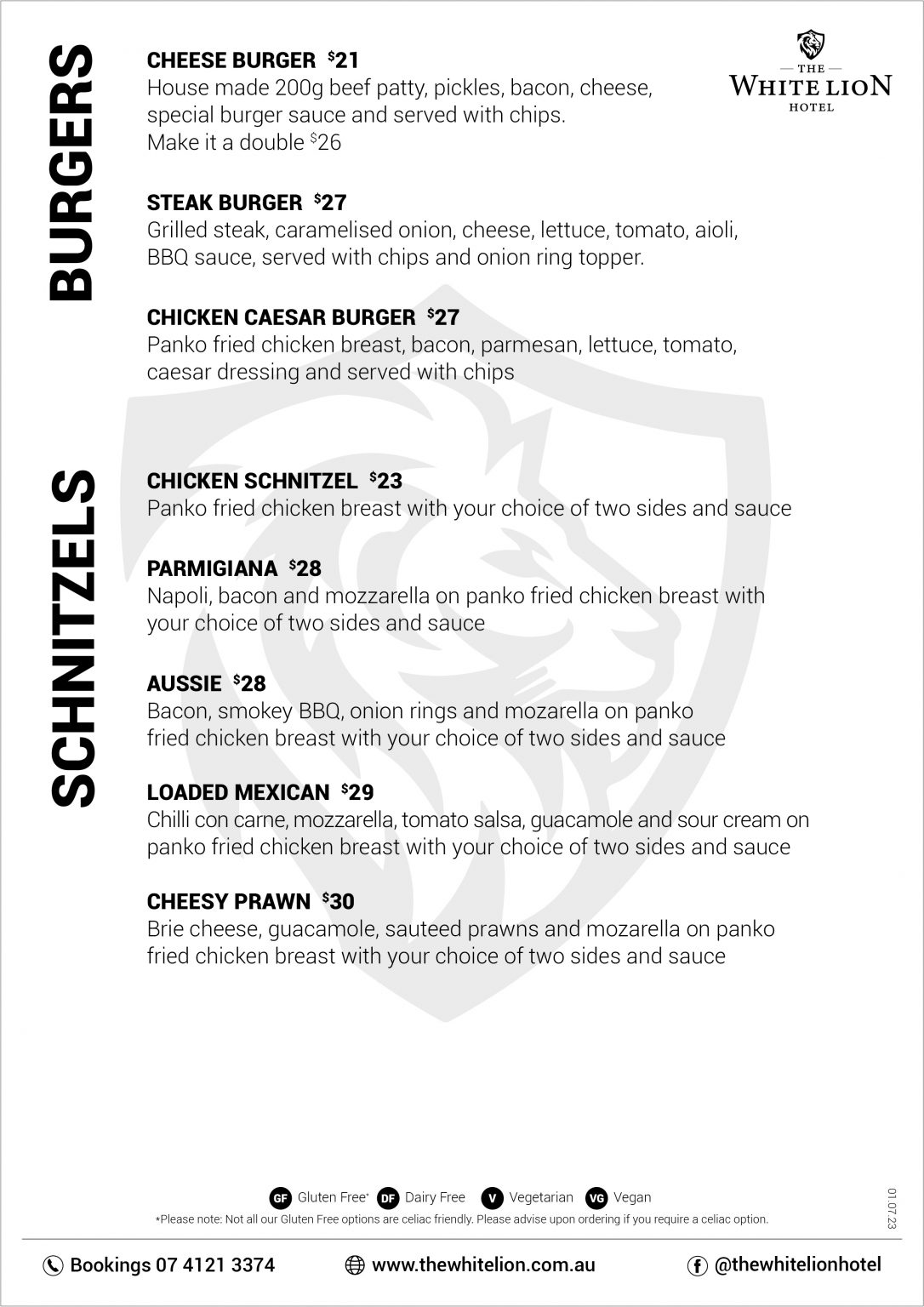 MEALS • THE WHITE LION HOTEL