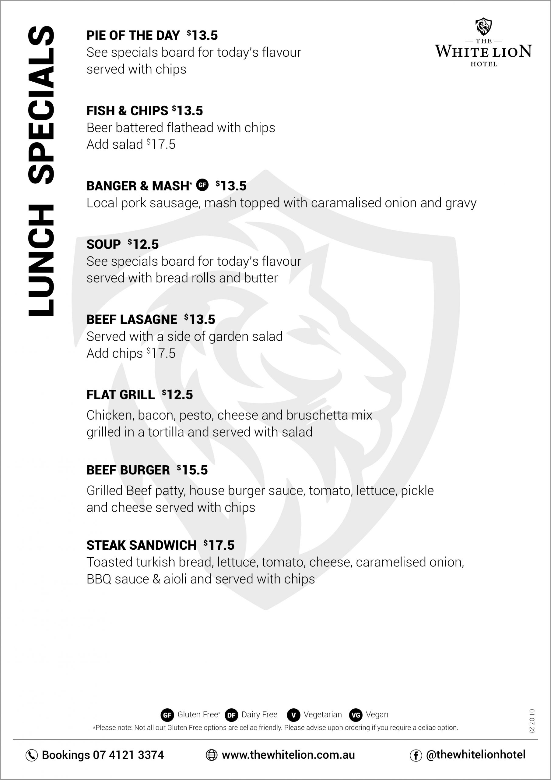 MEALS • THE WHITE LION HOTEL